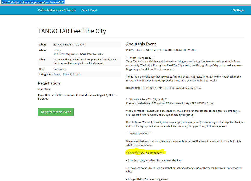 TANGO Tab Event Actually Happening? - DMS General - Dallas Makerspace Talk